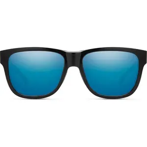 SMITH Smith Lowdown Slim 2 53mm ChromaPop™ Polarized Square Sunglasses Black/blue Mirror
