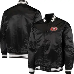STARTER San Francisco 49ers Satin Varsity Jacket - Black