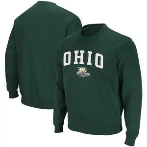 COLOSSEUM Ohio Bobcats Arch & Logo Tackle Twill Pullover Sweatshirt - Green