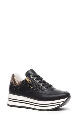 NEROGIARDINI Side Zip Platform Sneaker Black