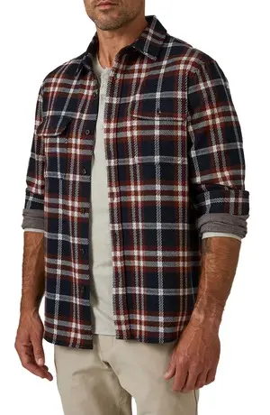 7 Diamonds Generations Plaid Button-up Shirt Navy