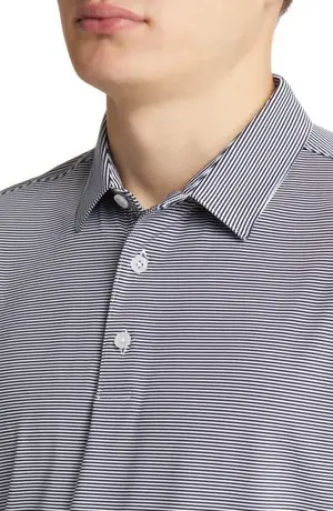Mizzen+main Versa Stripe Performance Golf Polo - Navy Light Blue Stripe