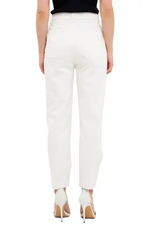 GREY LAB Ripped Straight Leg Jeans - White