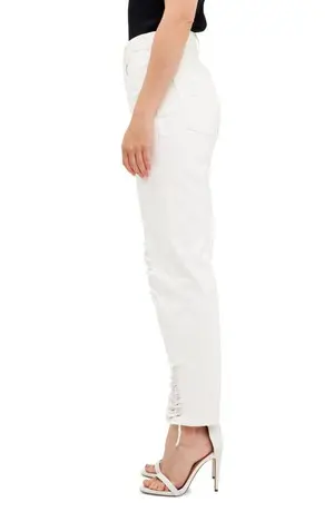 GREY LAB Ripped Straight Leg Jeans - White