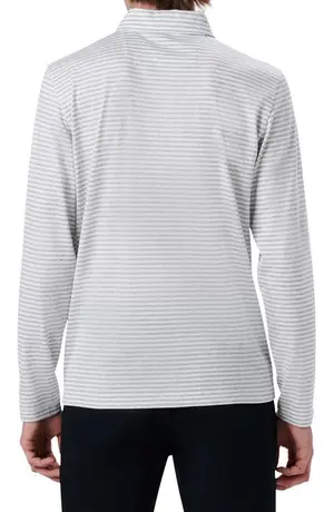 Bugatchi Stripe Cotton Long Sleeve Polo