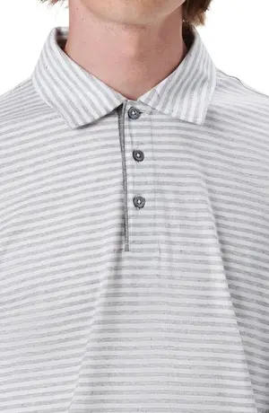 Bugatchi Stripe Cotton Long Sleeve Polo