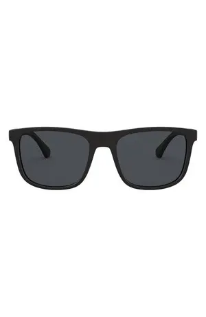 Emporio Armani 56mm Navigator Sunglasses - Matte Black