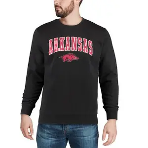 COLOSSEUM Arkansas Razorbacks Arch & Logo Crew Neck Sweatshirt - Black