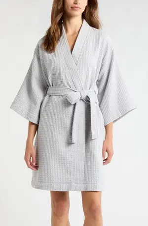 Nordstrom Everyday Waffle Robe - Grey Micro