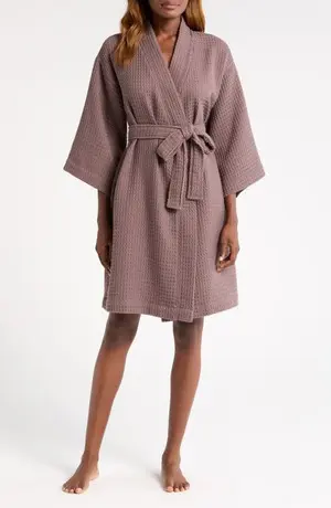 Nordstrom Everyday Waffle Robe Grey Plum