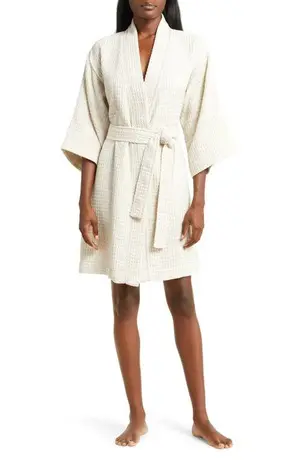 Nordstrom Everyday Waffle Robe Tan Cobblestone Spacedye