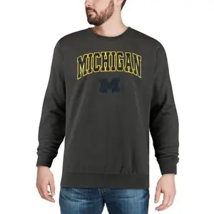 COLOSSEUM Michigan Wolverines Arch & Logo Crew Neck Sweatshirt