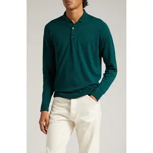 John Smedley Cotswold Wool Polo Sweater Pine