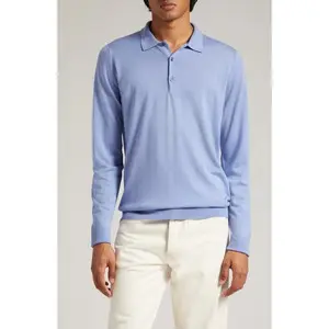 John Smedley Cotswold Wool Polo Sweater Winter Violet