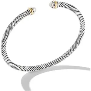 David Yurman Classic Cable Cuff Bracelet With Pearl