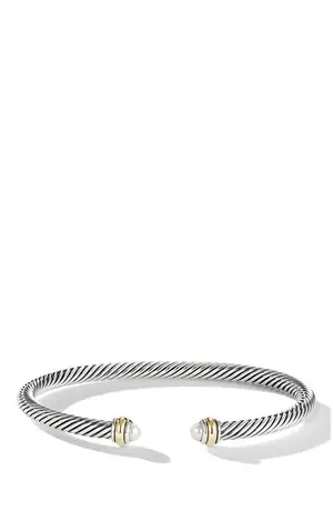 David Yurman Classic Cable Cuff Bracelet With Pearl