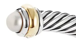 David Yurman Classic Cable Cuff Bracelet With Pearl