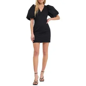 Endless Rose Cutout Puff Sleeve Mini Dress - Black