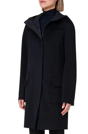 Akris Wool Duffle Coat - 009 Black