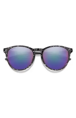 SMITH Wander 55mm Chromapop™ Polarized Round Sunglasses - Black Marble/violet Mirror