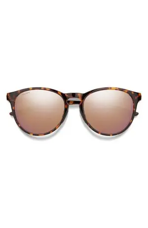 SMITH Wander 55mm Chromapop™ Polarized Round Sunglasses - Tortoise / Rose Gold Mirror