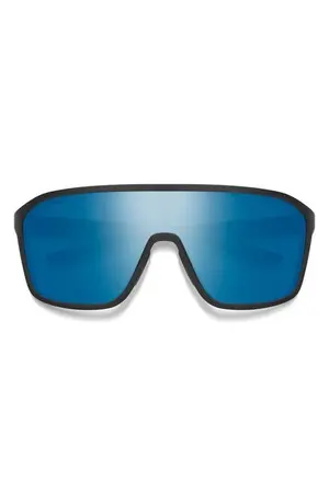 SMITH Boomtown 135mm Chromapop™ Polarized Shield Sunglasses - Matte Black/blue Mirror