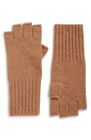 Nordstrom Cashmere Fingerless Gloves Cashew