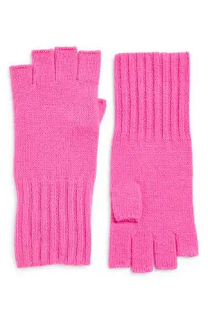 Nordstrom Cashmere Fingerless Gloves Pink Flash