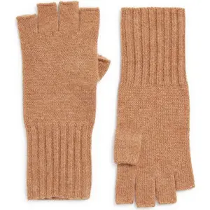 Nordstrom Cashmere Fingerless Gloves Tan Cashew