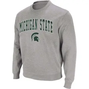 COLOSSEUM Michigan State Spartans Arch & Logo Crew Neck Sweatshirt - Heather Gray
