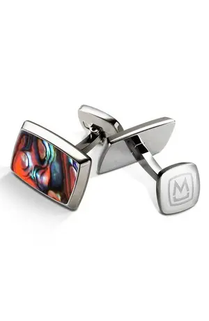 M-CLIP® Abalone Cuff Links - Stainless Steel/ Orange