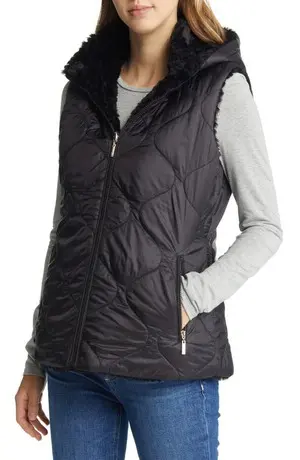 Gallery Reversible Vest With Removable Hood - Black