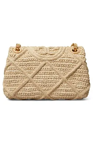 Tory Burch Fleming Small Straw Convertible Shoulder Bag