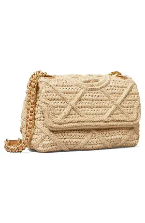 Tory Burch Fleming Small Straw Convertible Shoulder Bag