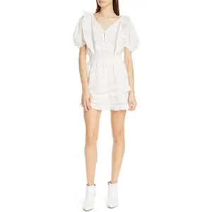 LoveShackFancy Sutton Asymmetrical Tiered Ruffle Cotton Dress