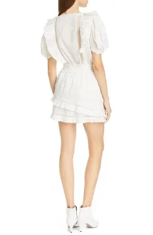 LoveShackFancy Sutton Asymmetrical Tiered Ruffle Cotton Dress