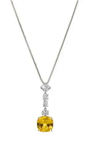 Nadri Soleil Cushion Pendant Necklace - Rhodium