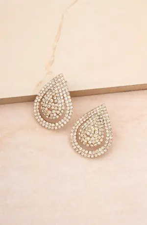 Ettika Crystal Teardrop Stud Earrings
