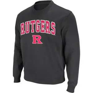 COLOSSEUM Rutgers Scarlet Knights Arch & Logo Crew Neck Sweatshirt - Charcoal