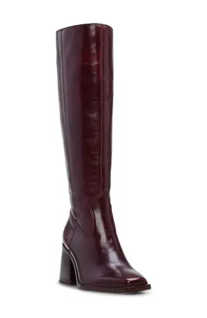 Dark Red Knee High Boots For Women