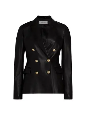 Derek Lam 10 Crosby Franklin Double-breasted Leather Jacket - Black