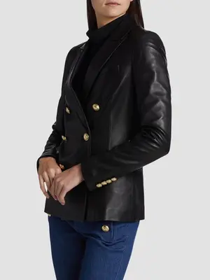 Derek Lam 10 Crosby Franklin Double-breasted Leather Jacket