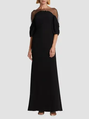 Rene Ruiz Collection Bead-embellished Illusion-neck Gown