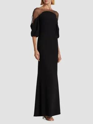 Rene Ruiz Collection Bead-embellished Illusion-neck Gown