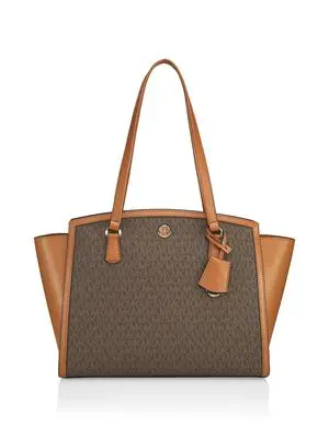 Michael Kors Women's Chantal Coated Canvas & Leather Tote - Brown Acorn - Brown Acorn - Brown Acorn