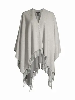 Rag & Bone Women's Cashmere Fringe-Trim Poncho - Heather Camel - Heather Grey