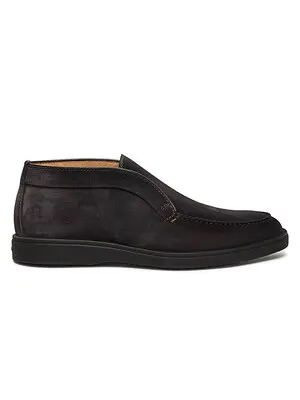 Santoni Men's Suede Slip-On Loafers - Grey  - Grey