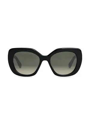 Celine 55mm Butterfly Round Sunglasses Shiny Black