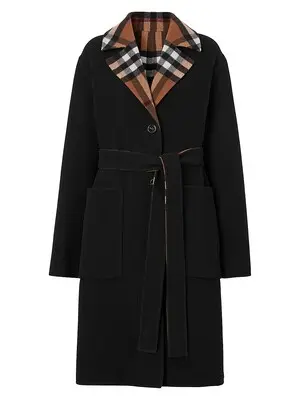 Burberry Women's Dorea Belted Reversible Coat - Birch Brown Check  - Birch Brown Check