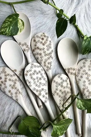 HONORABLE OAK Wood Burn Spoons - Abstract Polka Dot